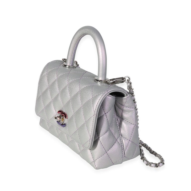 Chanel Iridescent Quilted Caviar Extra Mini Coco Top Handle For Sale at ...