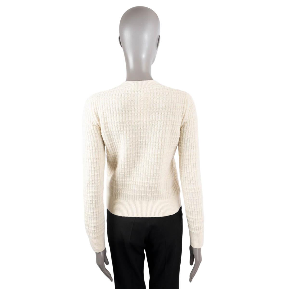 CHANEL ivory cashmere 2018 18B EMBELLISHED WAFFLE KNIT Sweater 40 M For ...