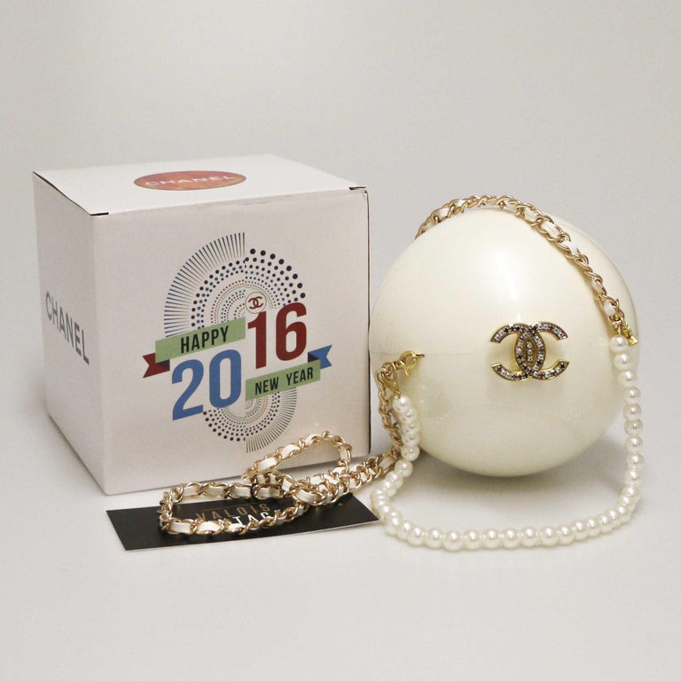 CHANEL Ivory Color Sphere Bag with Pearl Strap at 1stDibs
