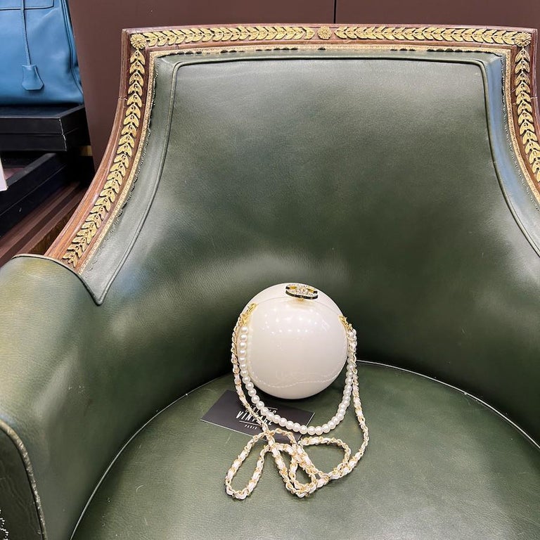 CHANEL Ivory Color Sphere Bag with Pearl Strap at 1stDibs