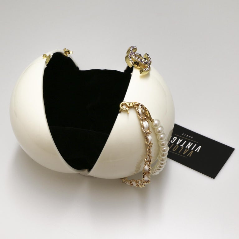 CHANEL Ivory Color Sphere Bag with Pearl Strap at 1stDibs