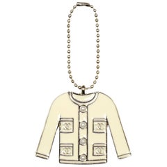 Chanel Ivory Enamel and Faux Pearl Jacket VIP Key Chain/Charm For Sale ...