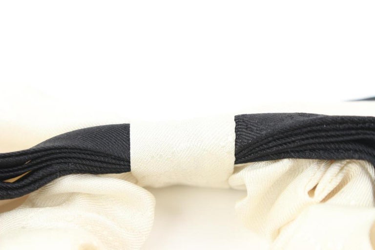 Chanel Ivory x Black Silk Ribbon Hair Tie Scrunchie Barrette 50ck32s at ...