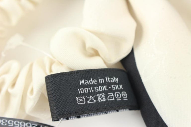 Chanel Ivory x Black Silk Ribbon Hair Tie Scrunchie Barrette 50ck32s at ...