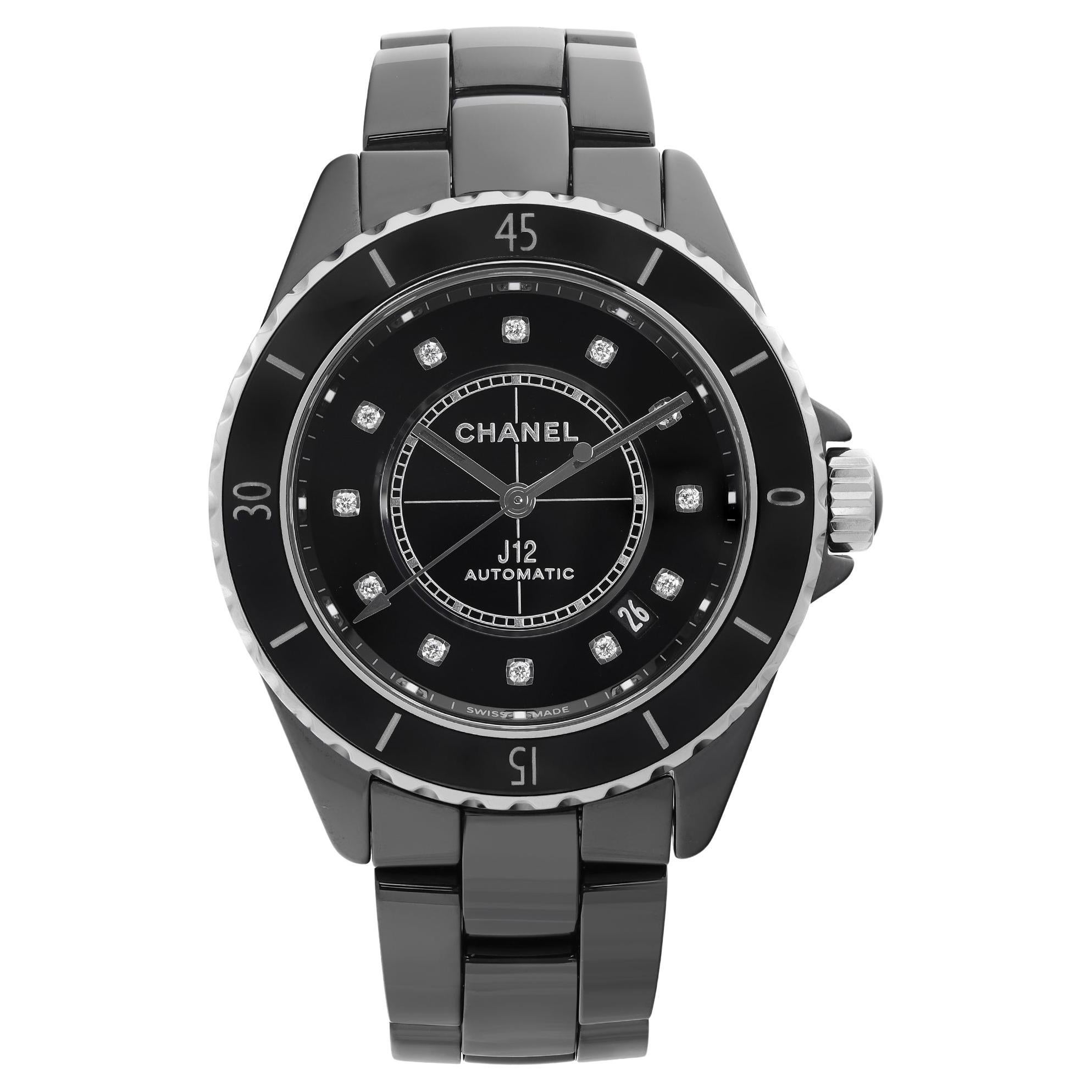 Chanel Céramique noire J12 cadran diamant sur 1stDibs