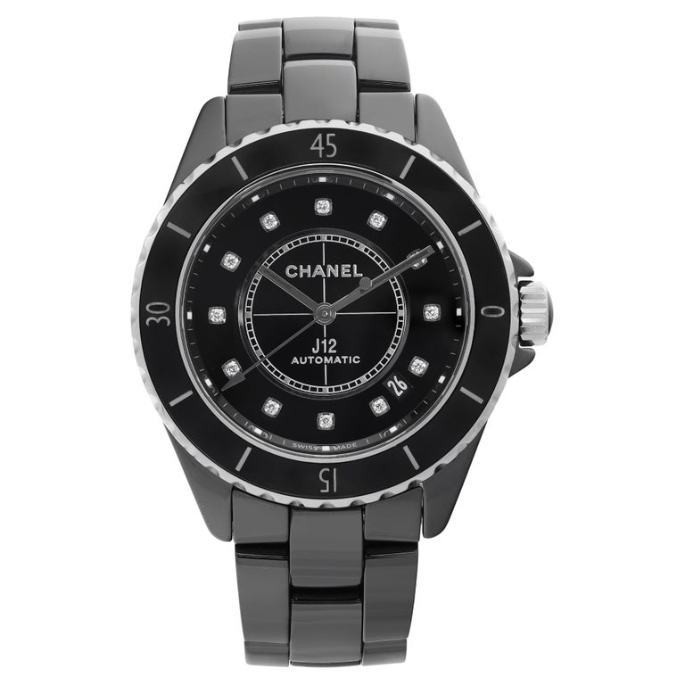 Chanel J12 38mm Ceramic Diamonds Black Dial Automatic Ladies Watch ...