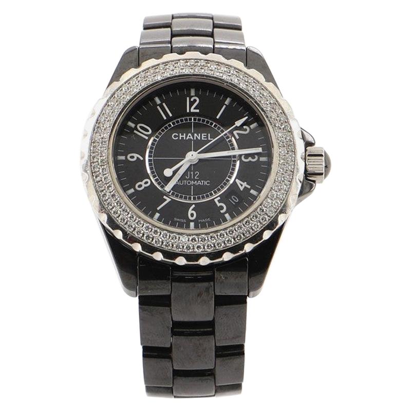 Chanel Lady's Ceramic and Diamond J12 Automatic Chronograph Wristwatch ...