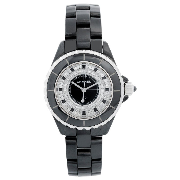 Chanel J12 Black Ceramic Diamond Watch at 1stDibs