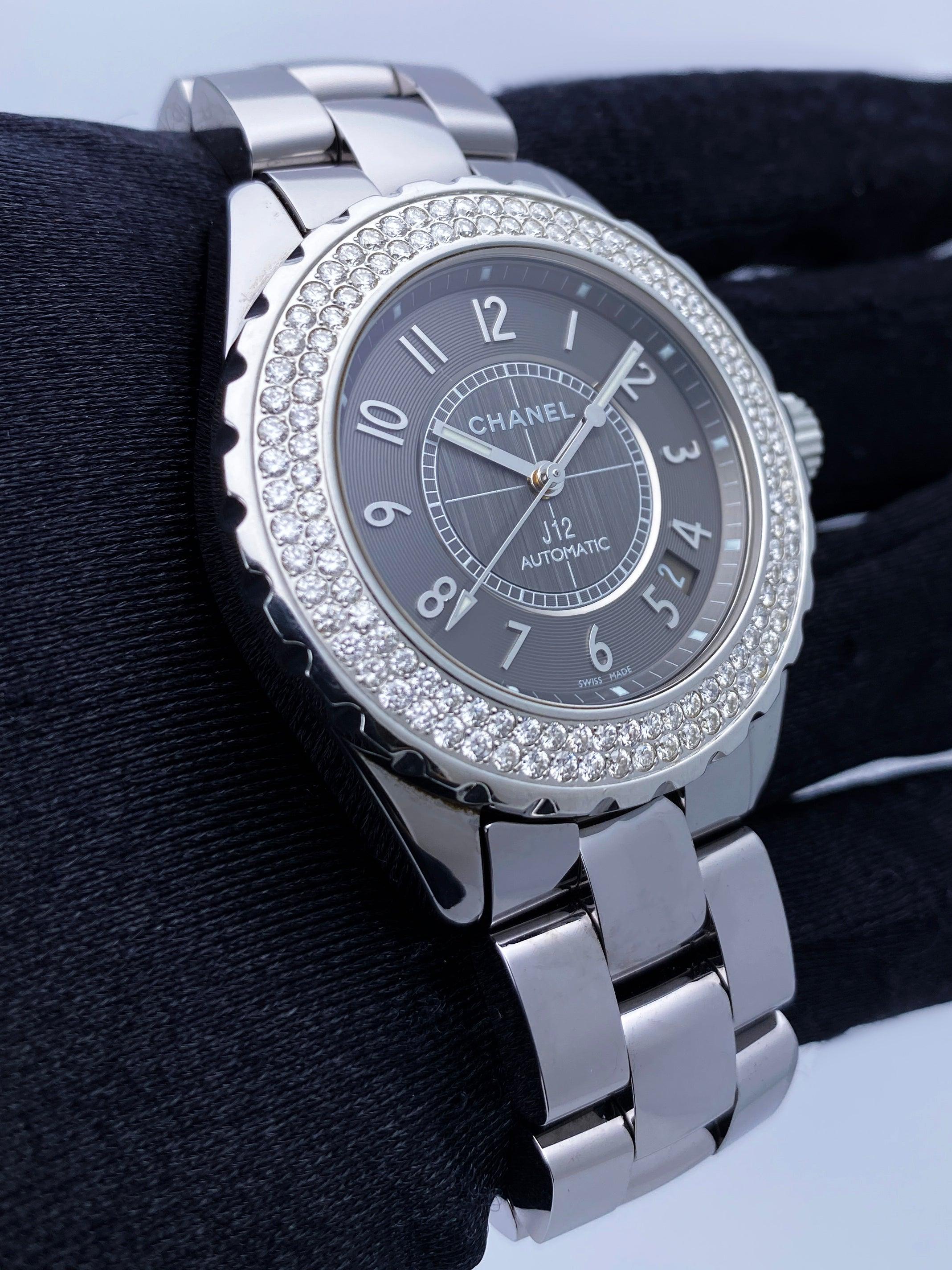 Chanel J12 Diamond Bezel Ceramic Mens Watch For Sale at 1stDibs