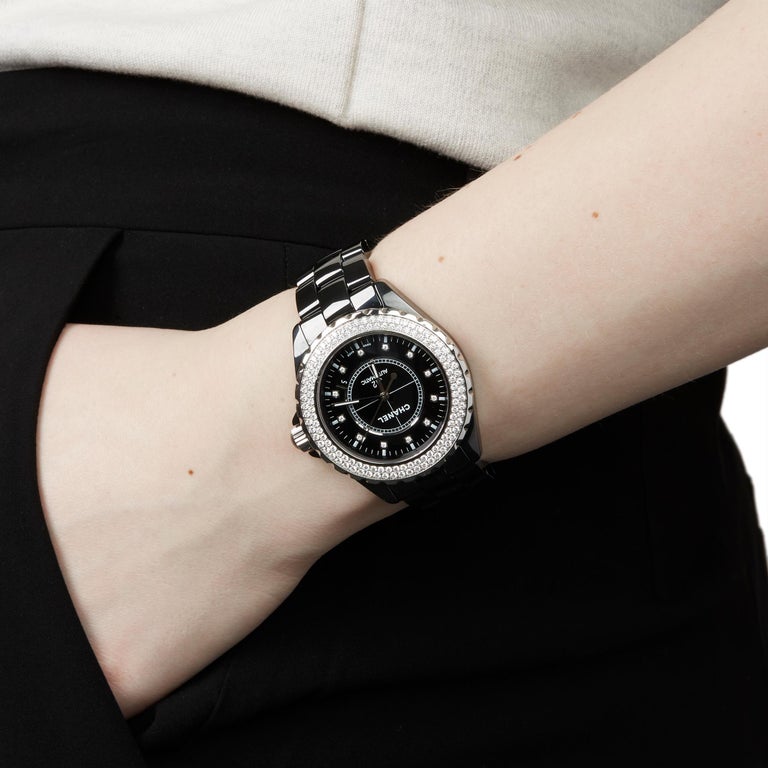 Chanel J12 Diamond Ceramic H2014 Wristwatch at 1stDibs