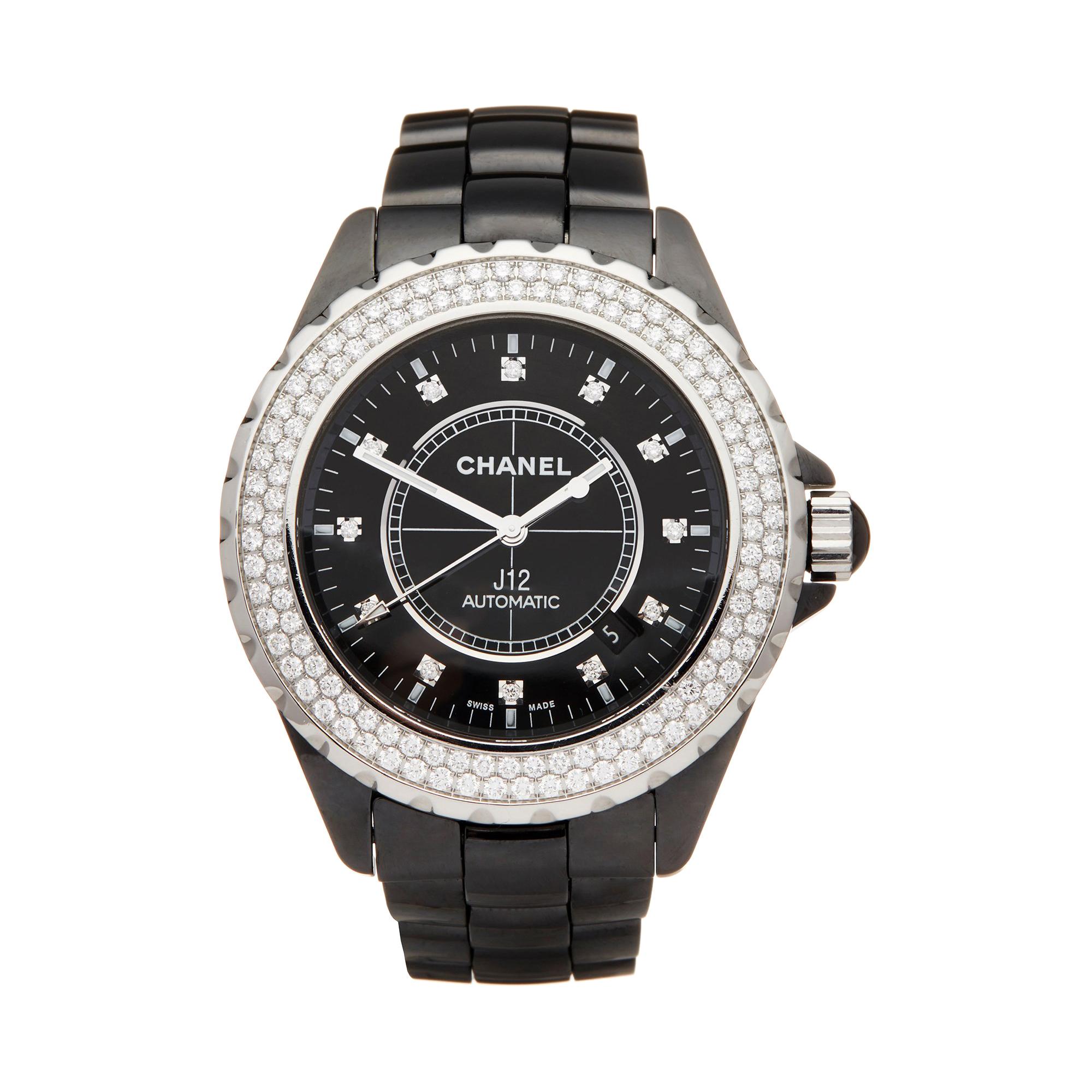 Chanel J12 Diamond Ceramic H2014 Wristwatch at 1stDibs