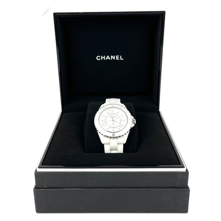 Chanel J12 NEW White Ceramic Diamond Quartz Ladies Watch For Sale at ...