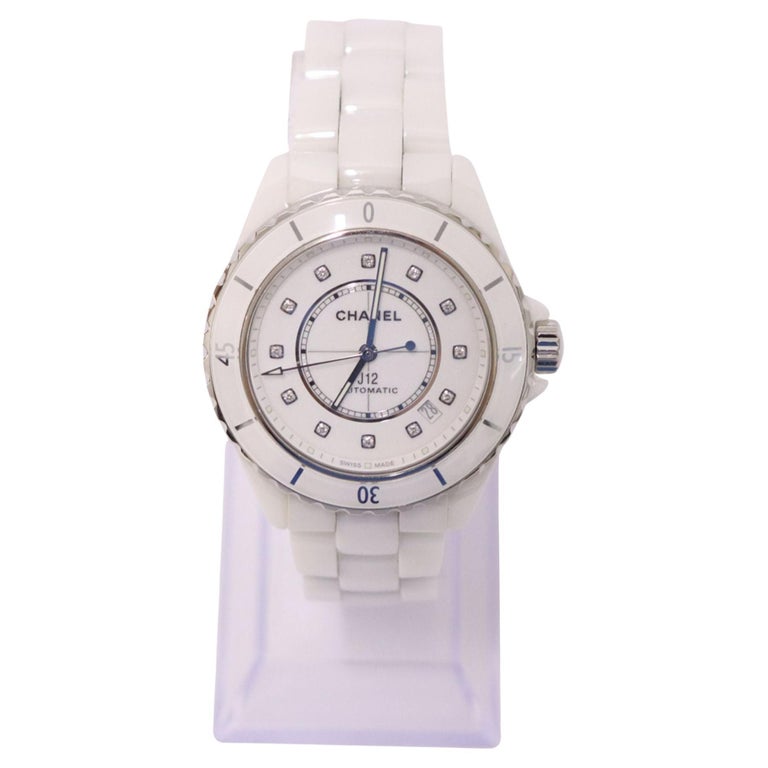 Chanel J12 White Ceramic Watch With Diamonds For Sale at 1stDibs