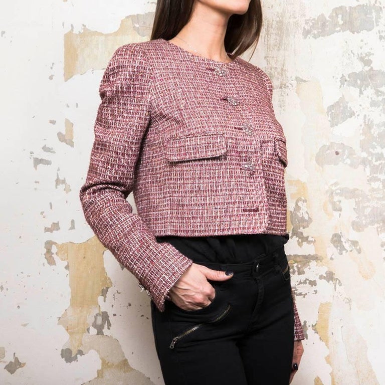 CHANEL Jacket in Burgundy Fabric and Gold Metallic Threads Size 40FR ...