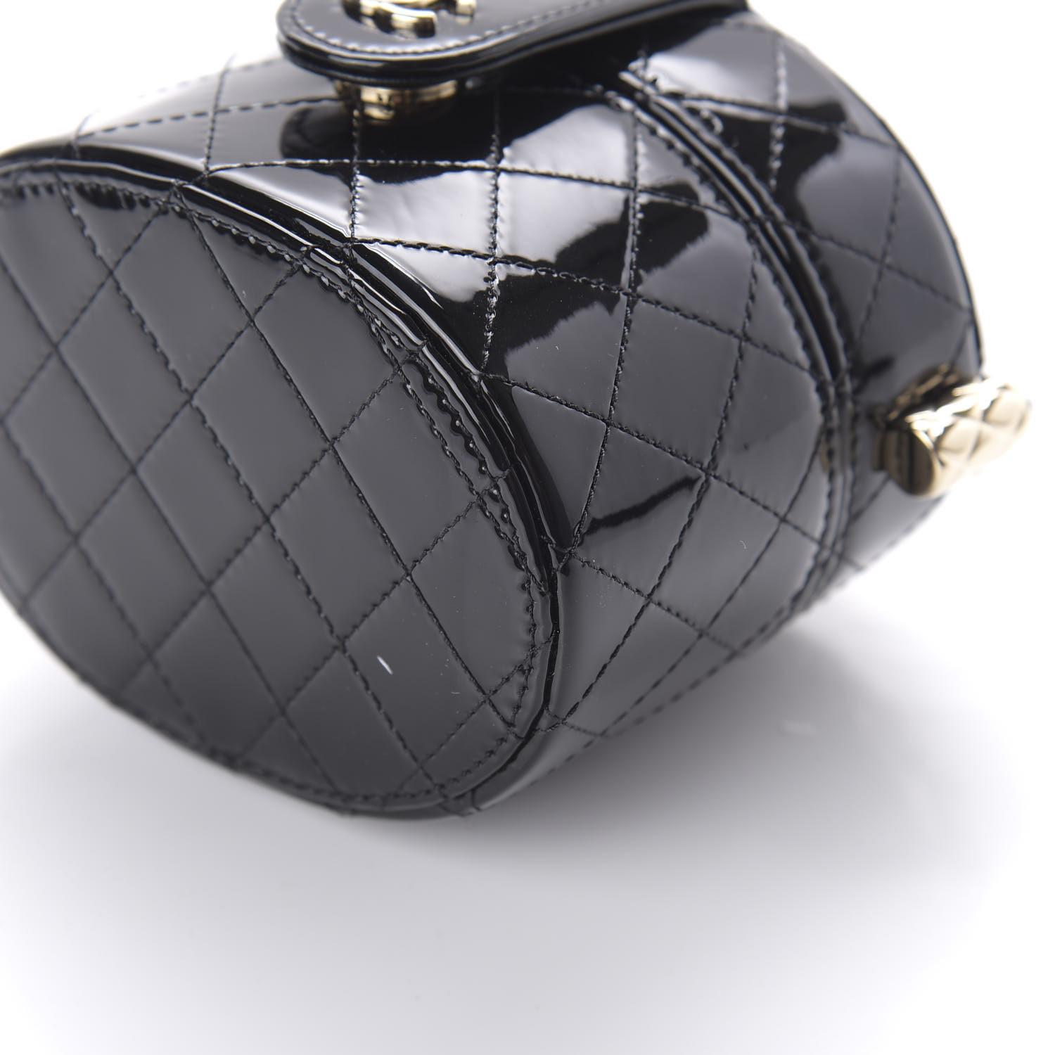 Chanel Jewelry Box Black Quilted Patent Leather Micro Mini Crossbody ...