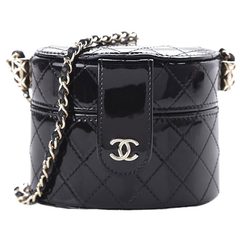 Chanel Jewelry Box Black Quilted Patent Leather Micro Mini Crossbody ...