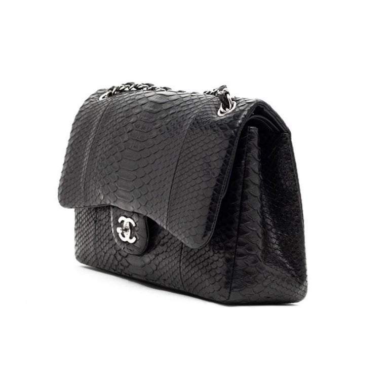 CHANEL Jumbo Black Python Timeless Bag For Sale at 1stDibs | chanel ...