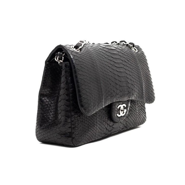 CHANEL Jumbo Black Python Timeless Bag For Sale at 1stDibs | chanel ...