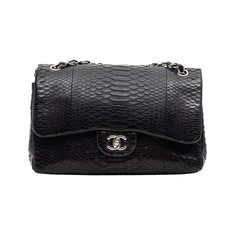 CHANEL Jumbo Black Python Timeless Bag For Sale at 1stDibs | chanel ...