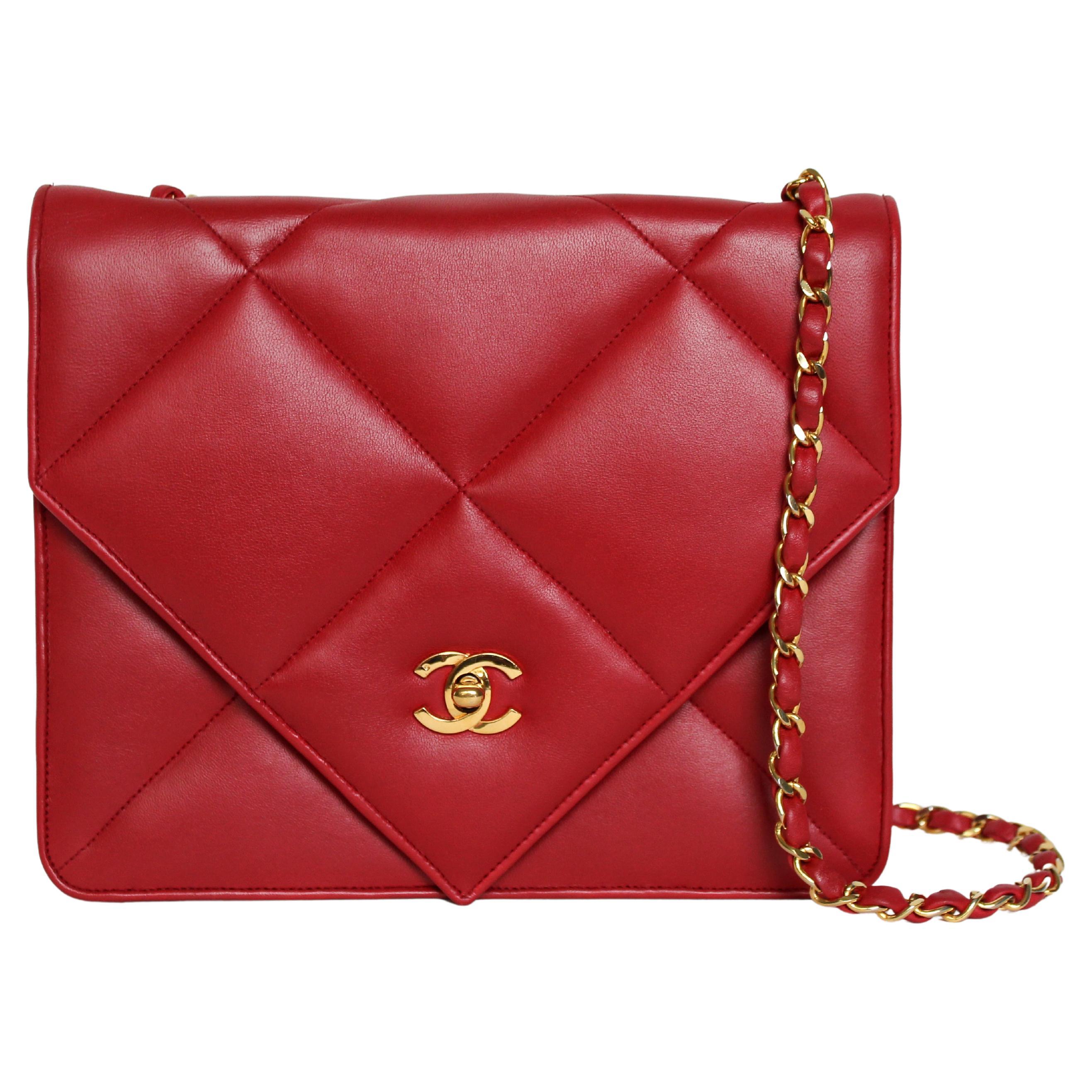 Chanel Jumbo Red Lambskin Envelope Classic Flap Shoulder Bag For Sale ...