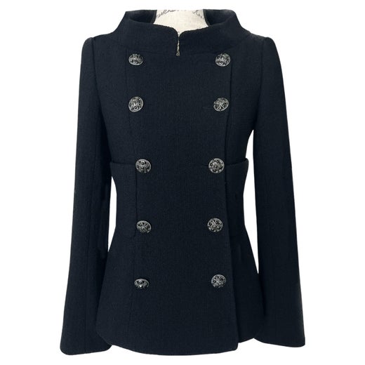 Chanel black wool jacket For Sale at 1stDibs