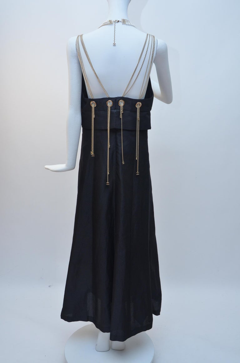CHANEL Karl Lagerfeld Dress Embellished CC Charms Chains And Pearls NEW ...