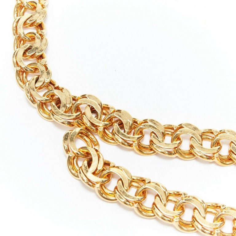 CHANEL KARL LAGERFELD heavy chunky gold-tone chain curb dual CC belt at ...