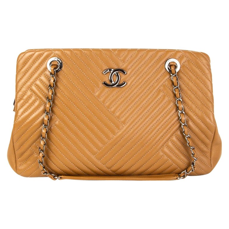 CHANEL khaki brown leather CC CROSSING LARGE SHOPPING TOTE Shoulder Bag ...