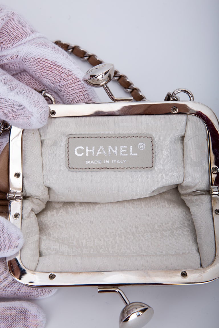 Chanel Lambskin Beige Cc Kiss Lock Evening Clutch (2004) Timeless For ...