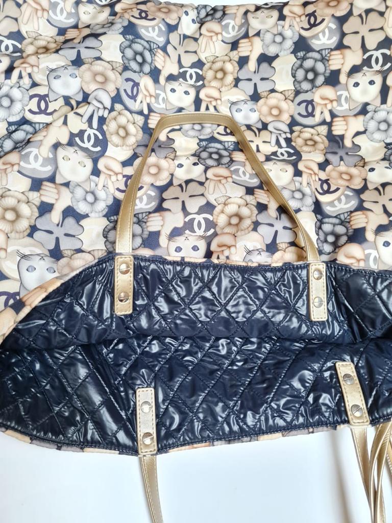 Chanel Large Nylon Peace Cat Emoji Tote Bag For Sale at 1stDibs