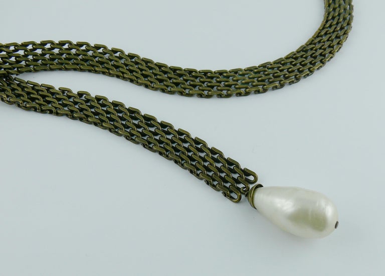 Chanel Lariat Chain Belt with Large Glass Pearl Drop For Sale at ...