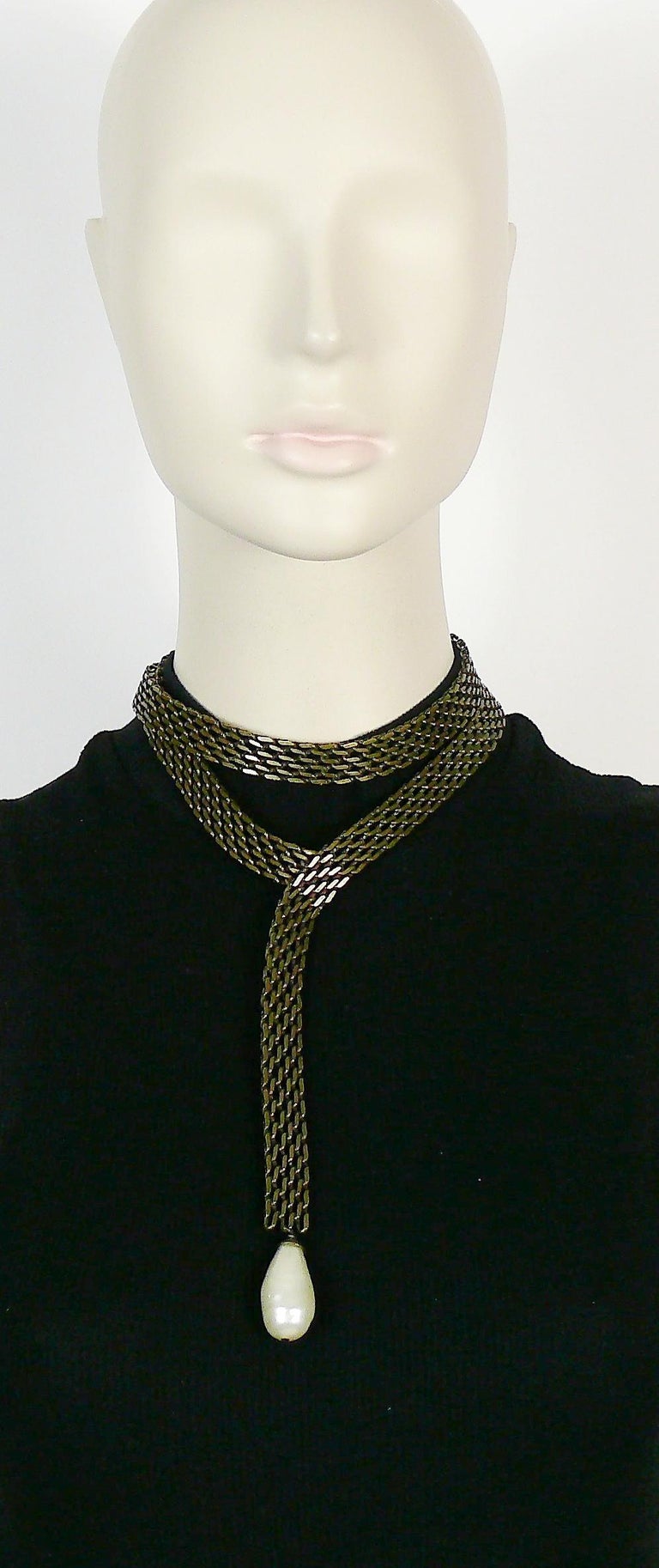 Chanel Lariat Chain Belt with Large Glass Pearl Drop For Sale at ...