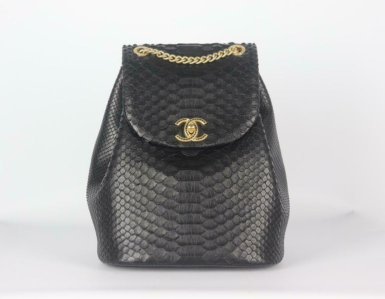 Chanel Leather Trimmed Python Backpack at 1stDibs