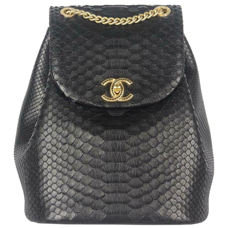 Chanel Leather Trimmed Python Backpack at 1stDibs