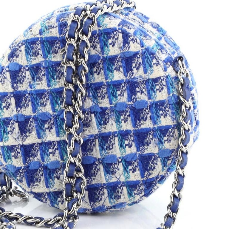 Chanel Lifesaver Round Clutch with Chain Quilted Tweed at 1stDibs