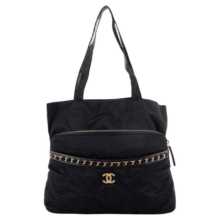 Chanel Lifestyle Foldable Tote Nylon with Grosgrain For Sale at 1stDibs