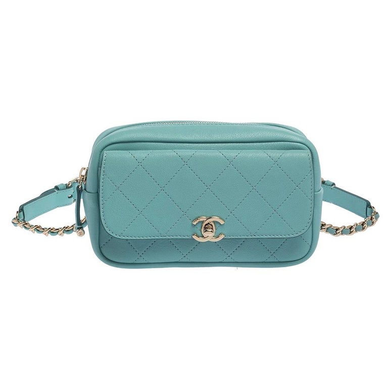 Chanel Light Blue Leather Casual Trip Waist Bag at 1stDibs