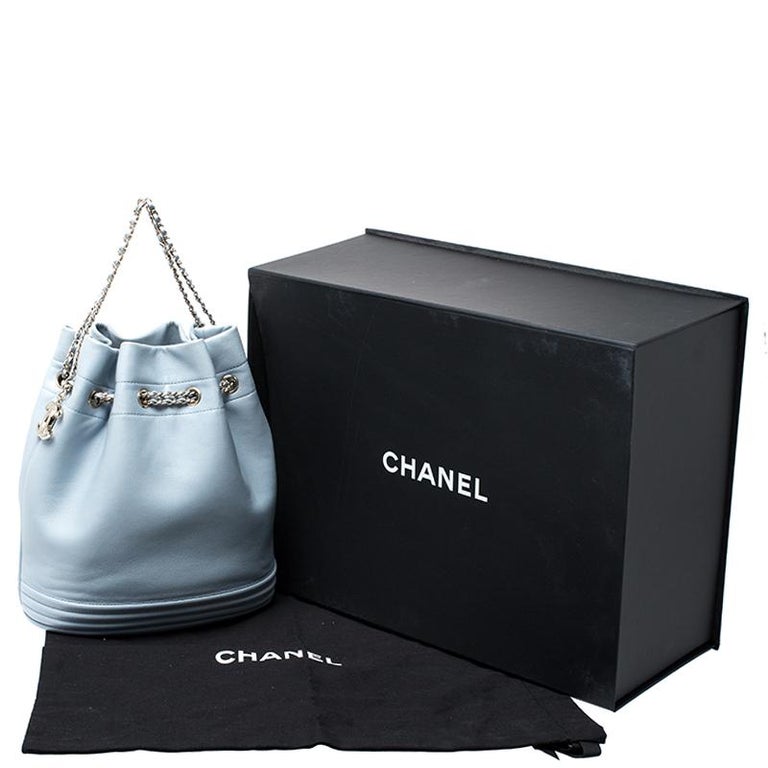 Chanel Light Blue Leather Chain Bucket Bag For Sale at 1stDibs | chanel ...