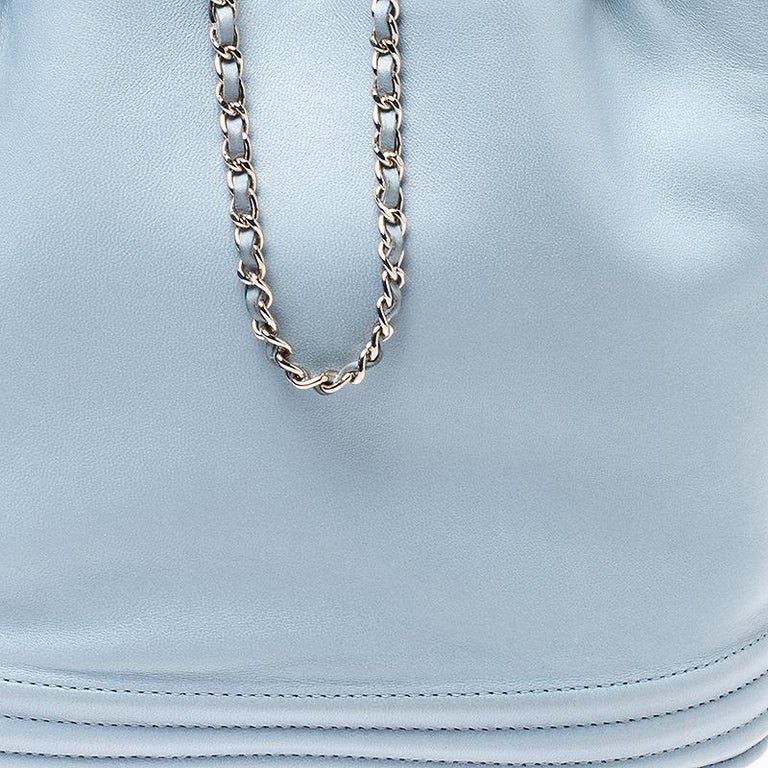 Chanel Light Blue Leather Chain Bucket Bag For Sale at 1stDibs | chanel ...