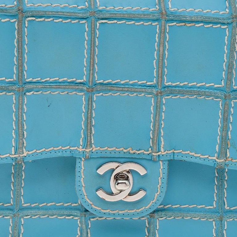 Chanel Light Blue Leather Vintage Square Wild Stitch Bag For Sale at ...