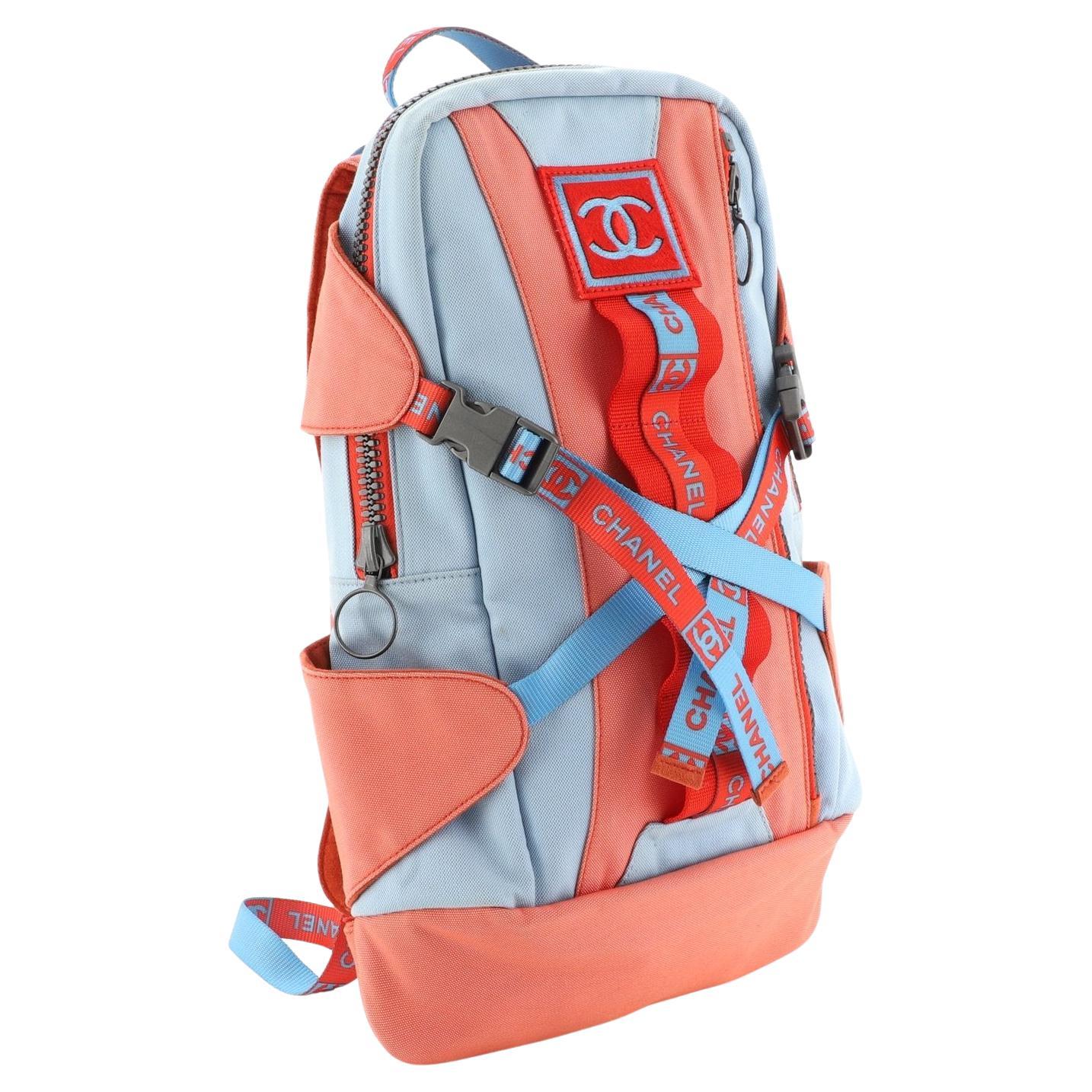 Chanel Light Blue and Orange Spring Nylon Sport Backpack For Sale at ...