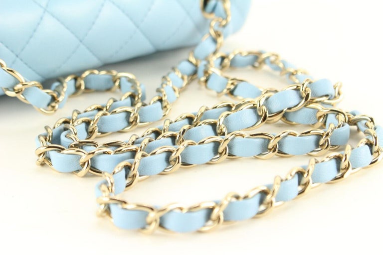 Chanel Light Blue Quilted Lambskin Mini Classic Flap GHW 1CJ1227 For ...