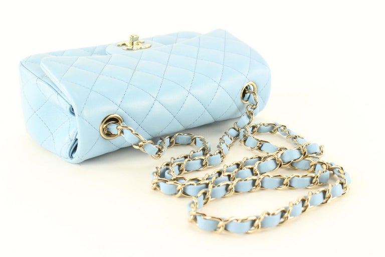 Chanel Light Blue Quilted Lambskin Mini Classic Flap GHW 1CJ1227 For ...