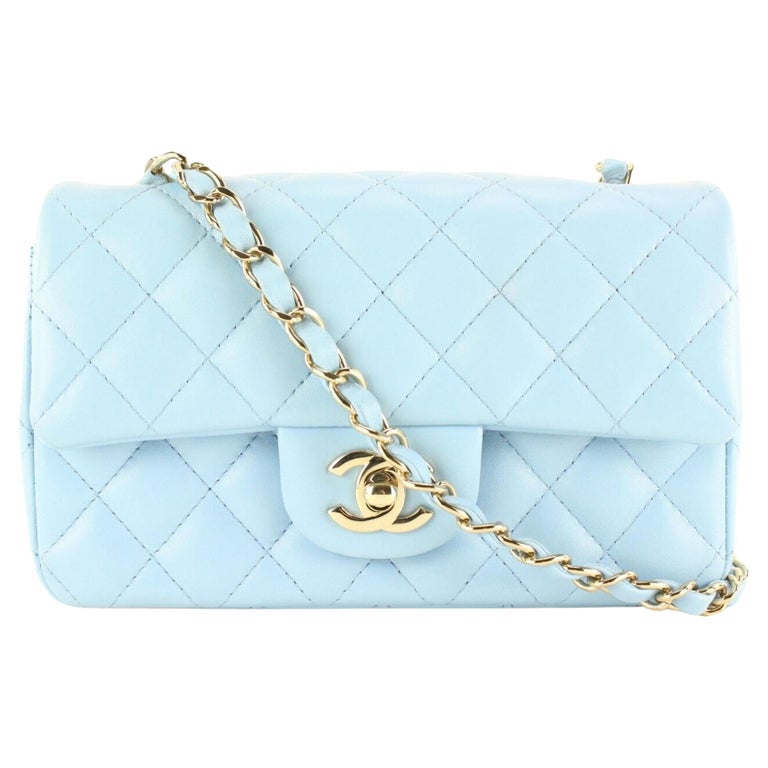 Chanel Light Blue Quilted Lambskin Mini Classic Flap GHW 1CJ1227 For ...