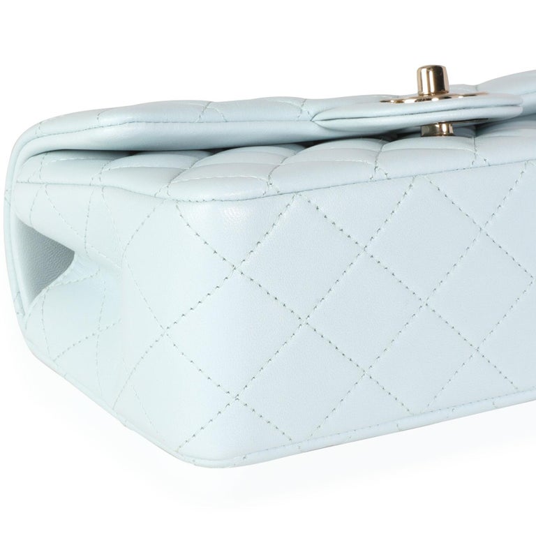 Chanel Light Blue Quilted Lambskin Rectangular Mini Top Handle Flap Bag ...