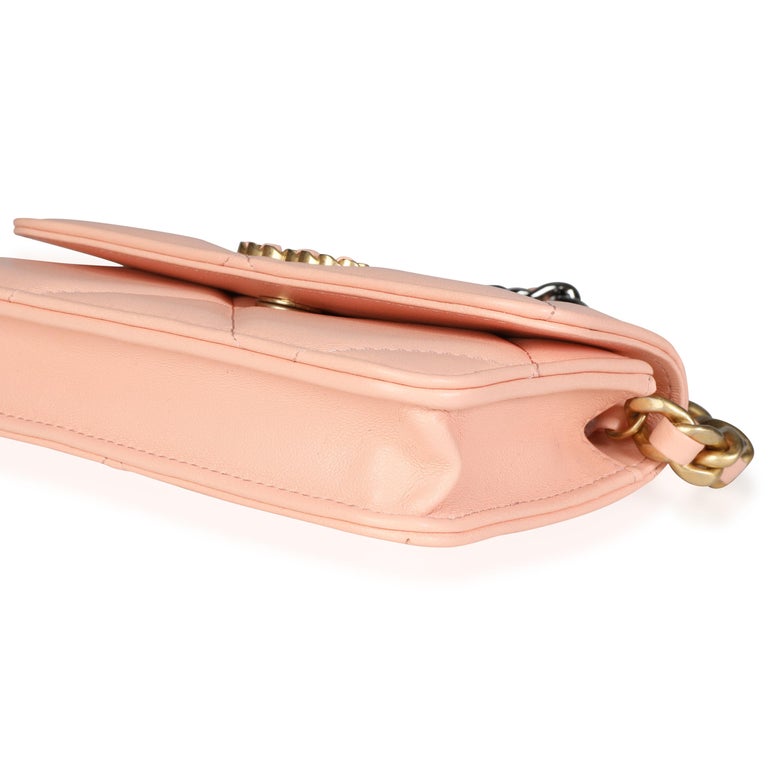 Chanel Light Orange Quilted Lambskin Chanel 19 Mini Flap Bag For Sale ...