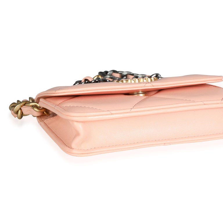 Chanel Light Orange Quilted Lambskin Chanel 19 Mini Flap Bag For Sale ...