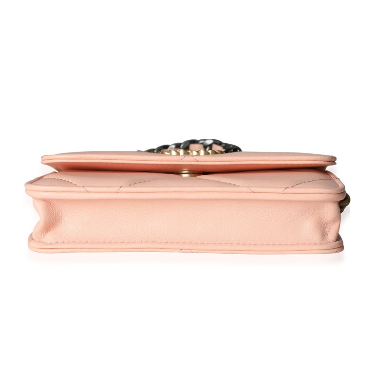 Chanel Light Orange Quilted Lambskin Chanel 19 Mini Flap Bag For Sale ...