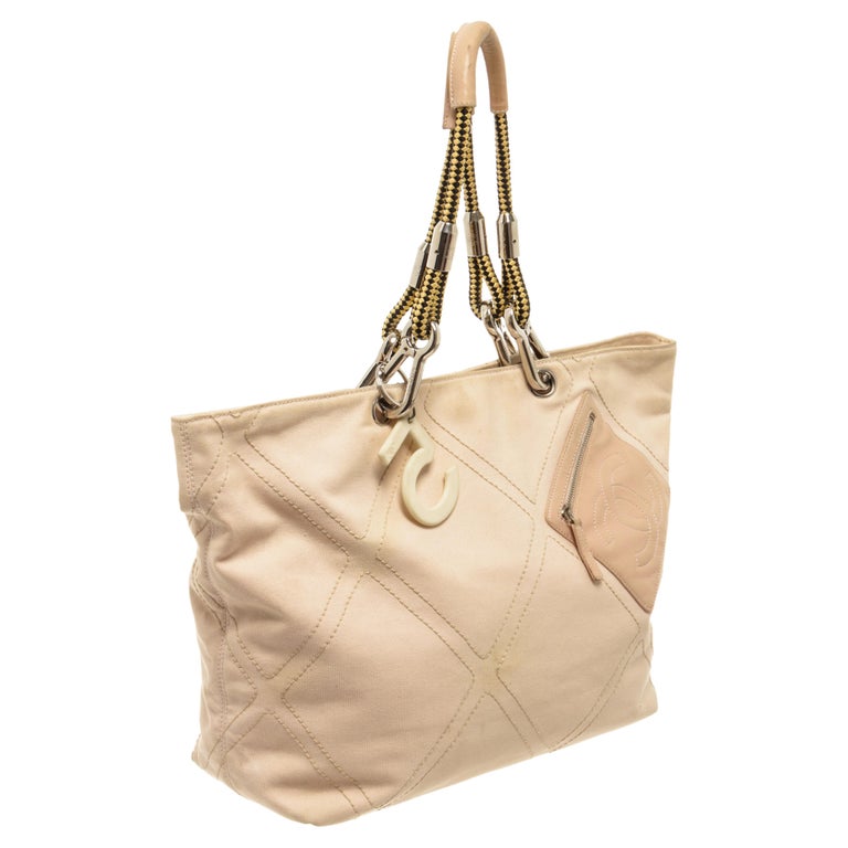 Chanel Light Pink Beige Leather No.5 Coco Mark Rope Tote Bag For Sale ...