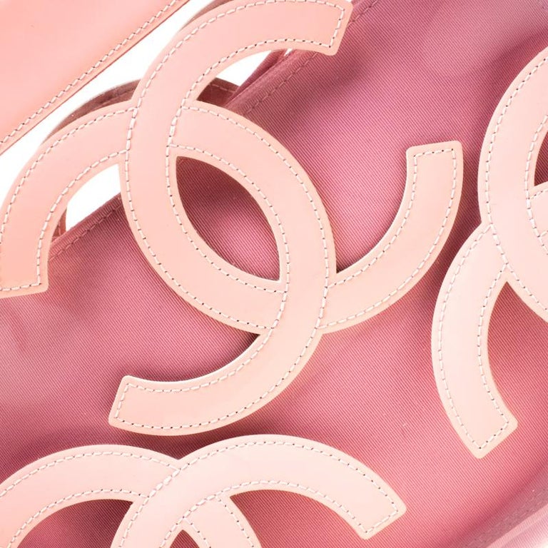 Chanel Light Pink PVC and Patent Leather Medium Triple CC Tote For Sale ...